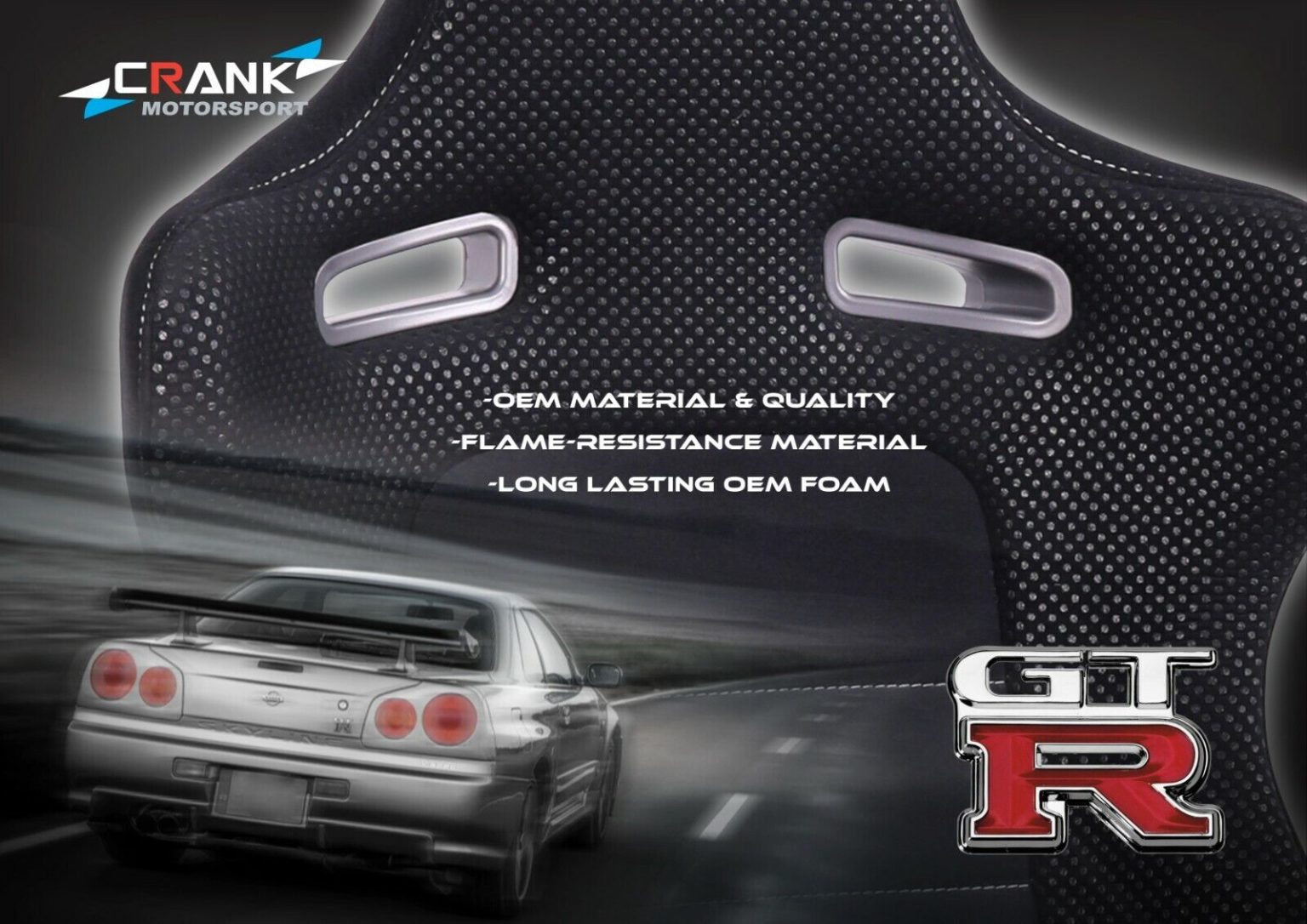 2x Crank Motorsport R34 GTR VspecII Series 2 style seats+ Rail package ...